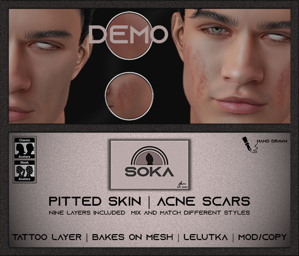 Second Life Marketplace - [SOKA] Pitted Skin/Scar [DEMO]